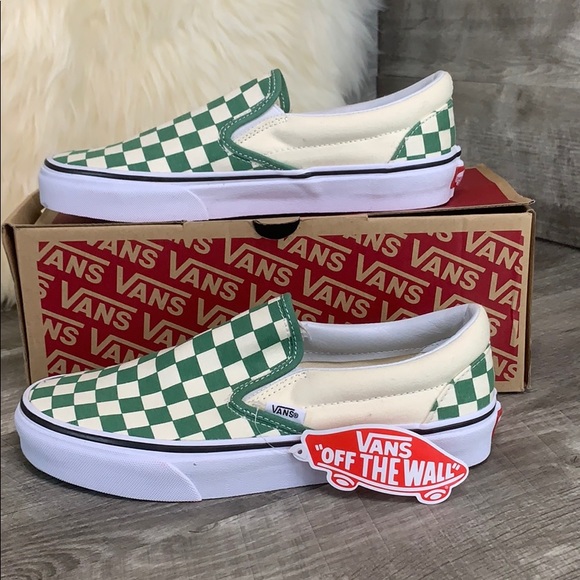 Vans | Shoes | Vans Classic Slipon Checkerboard Green | Poshmark